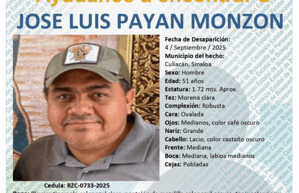 Buscan a José Luis Payán Monzón, desaparecido en Culiacán - Ríodoce